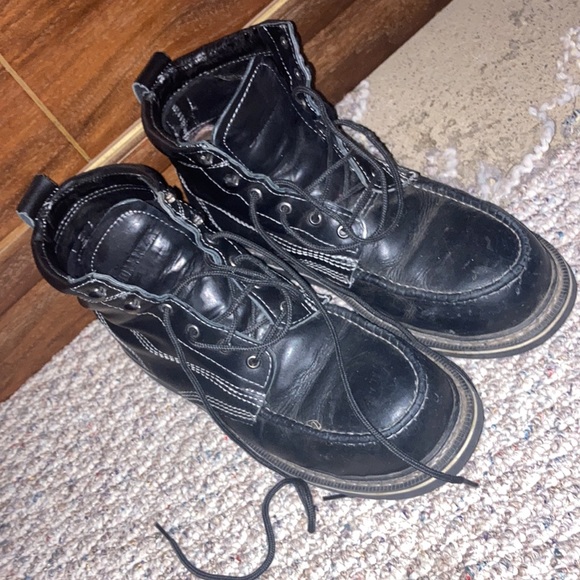 Bonanza | Shoes | Bonanza Black Moc Toe Steel Toe 6inch Lace Up Boots ...